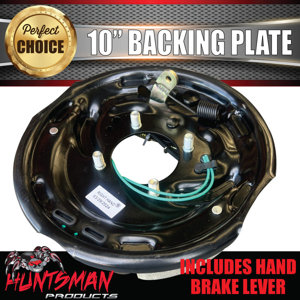 10" ELECTRIC TRAILER DRUM BRAKE BACKING PLATES. WITH HANDBRAKE LEVERS ...