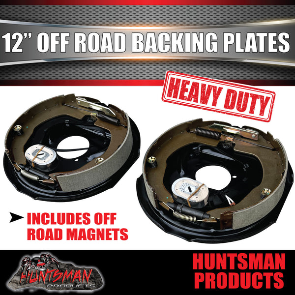 4x 12" Off Road Trailer Caravan Electric Brake Backing Plates & Park B ...