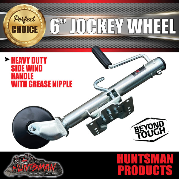545Kg Caravan Trailer 6" Swing Up Side Wind Jockey Wheel & Mount kit ...
