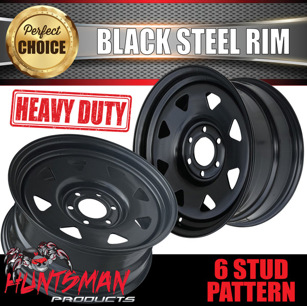 17X8 6 Stud Black Thunder Steel Wheel Rim +20 Offset 6/130 PCD Fits Me ...