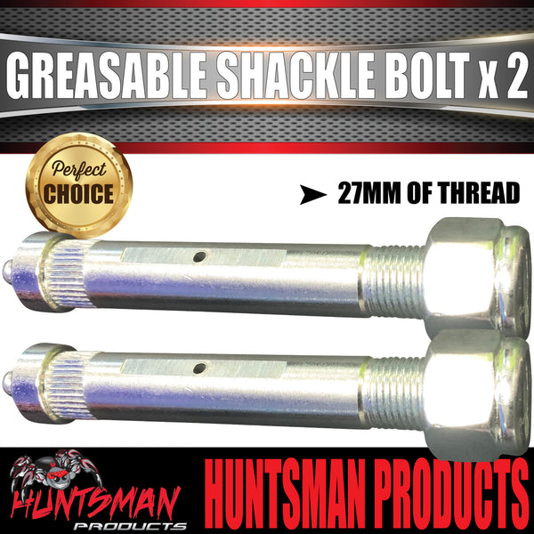 x2 Greasable Trailer Caravan Shackle Spring Bolt & Nut 5/8" X 4" Rocke ...