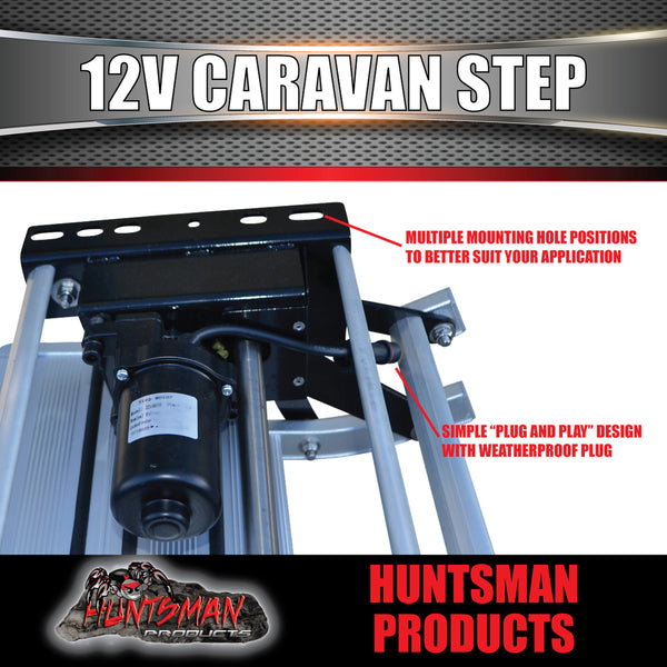 12 Volt Motorised Aluminium Caravan Motorhome Double Step & Switch 150 ...