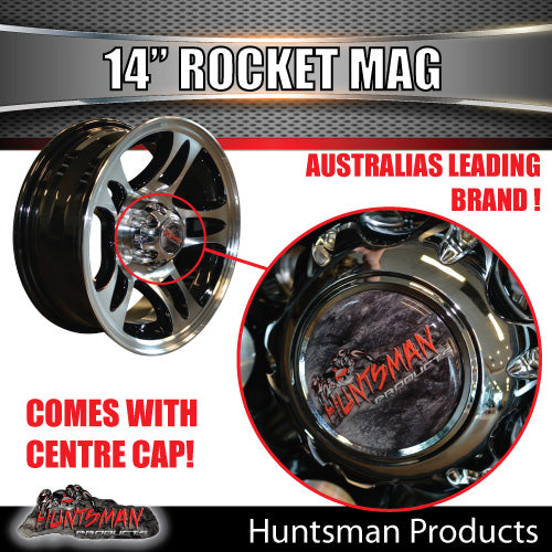 14X5.5 HQ Rocket Alloy Mag Wheel. Caravan Camper Trailer Boat Jetski ...