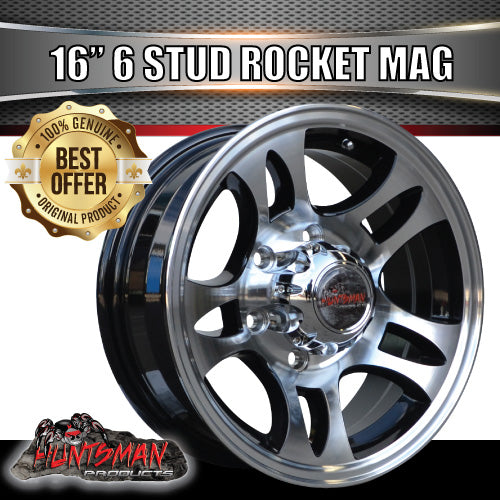 16x6 6 stud Rocket Alloy Mag Wheel. Caravan Camper Trailer Boat Jetski ...