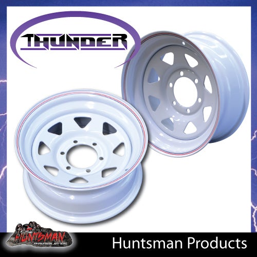 16x6 6 Stud White Thunder Steel Wheel Rim 0 Offset. 6/139.7 Caravan Tr ...