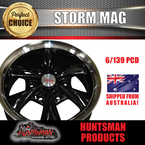 15x6 6 Stud 6/139.7 Storm +35 Alloy Mag Wheel For Caravan Camper ...