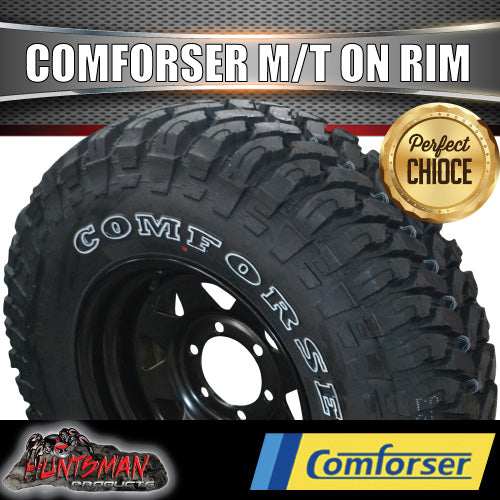 33x12.5R15 Comforser L/T Mud tyre on 15" black steel rim. 33 12.5 15 ...
