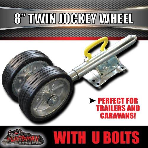 TWIN 8" JOCKEY WHEEL. SWING UP. SOLID WHEELS 100x50 U Bolts ...