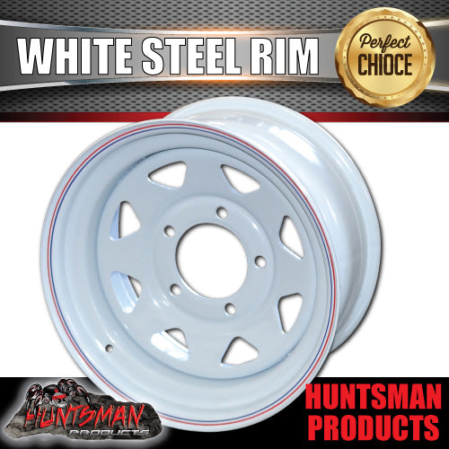 16x8" WHITE SUNRAYSIA STEEL RIM- 5 STUD, -25 OFFSET – huntsmanproducts