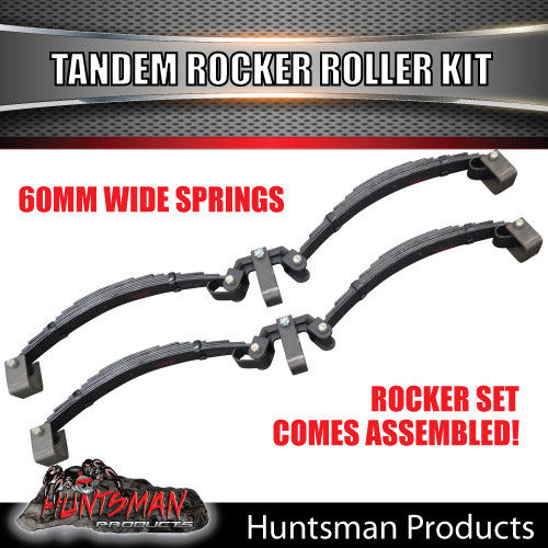 5 LEAF 2500kg ROCKER ROLLER TANDEM TRAILER CARAVAN SPRING SET. 7MM THI ...