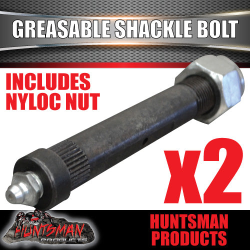 x2 Greasable Trailer Caravan Shackle Spring Bolt & Nut 5/8" X 4" Rocke ...