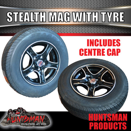 13" & 155L/T tyre HT Holden Stealth Alloy Mag Wheel Caravan Trailer ...